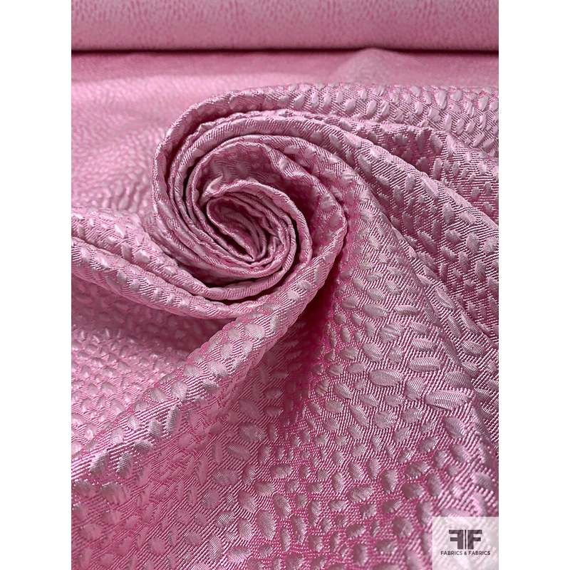 Italian Dot Design Textured Metallic Brocade - Metallic Pink / White ...